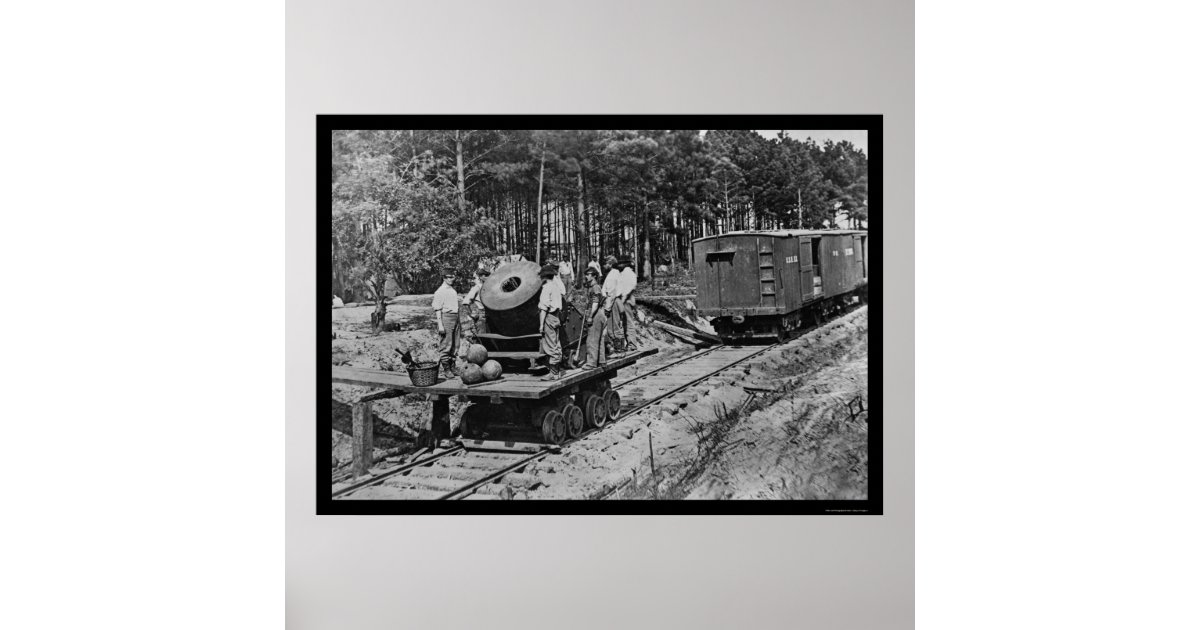 Soldiers with a Cannon on a Railroad Car 1864 Poster | Zazzle