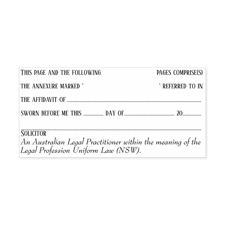 Solicitor affidavit annexure page number Legal NSW Self-inking Stamp ...