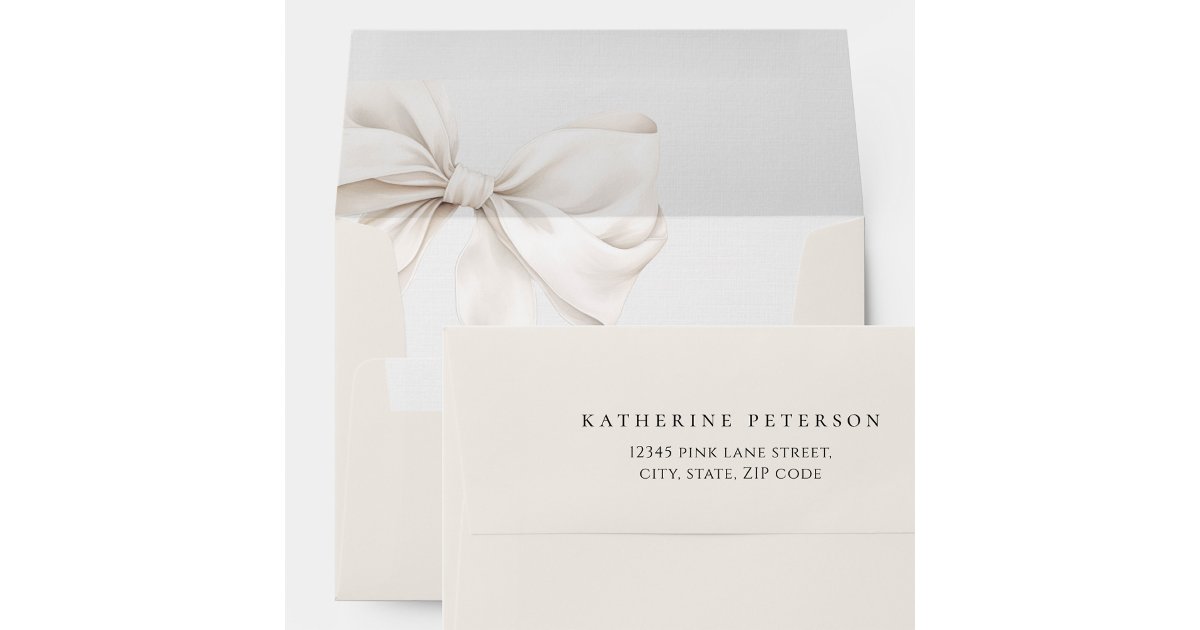 Solid Beige Elegant Bow Envelope | Zazzle