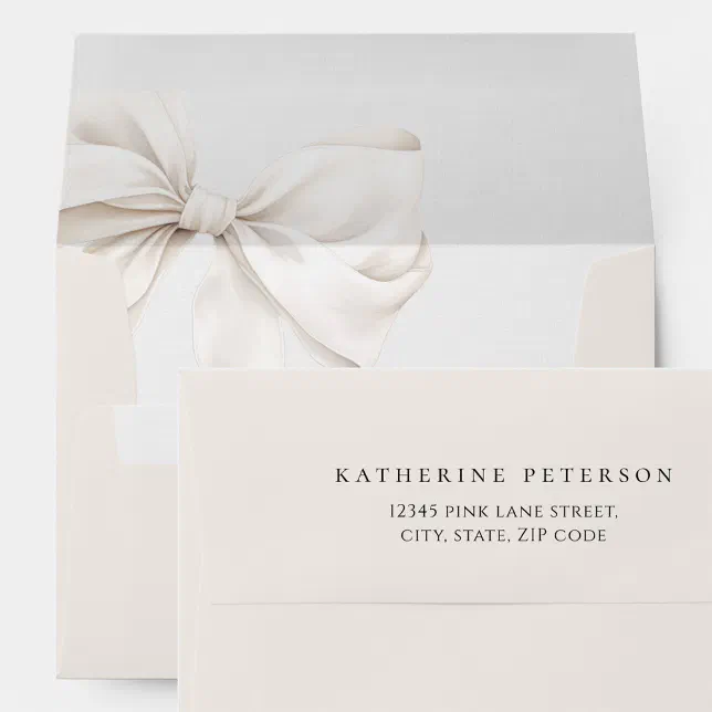Solid Beige Elegant Bow Envelope | Zazzle