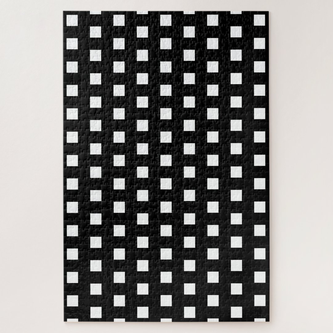 Solid Black and White Squares Difficult Jigsaw Puzzle | Zazzle