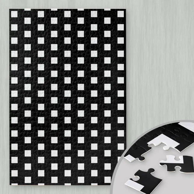 Solid Black and White Squares Difficult Jigsaw Puzzle | Zazzle