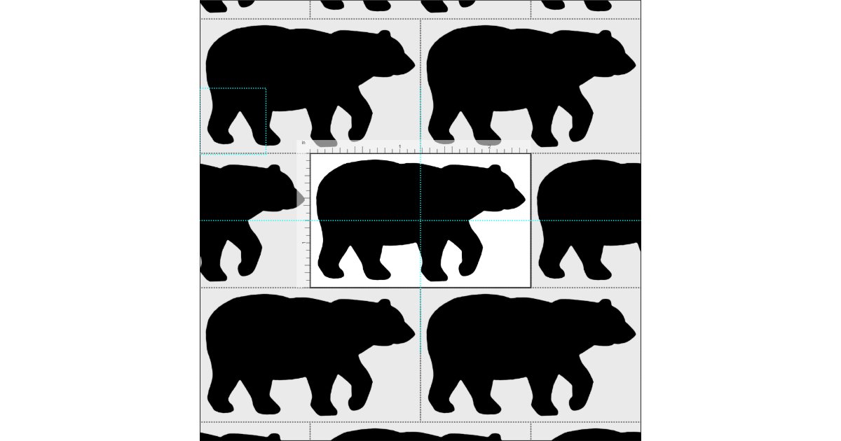 Solid Black Bear on White Background Fabric H | Zazzle