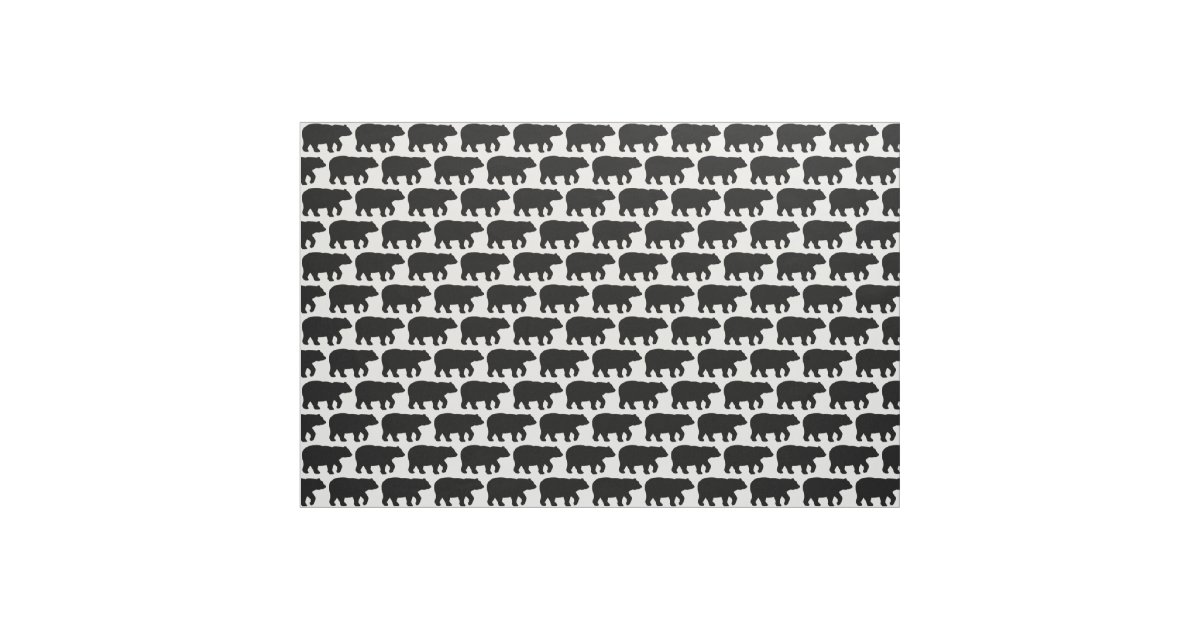 Solid Black Bear on White Background Fabric H | Zazzle
