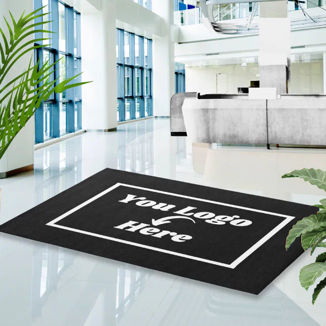 Solid Black Business Corporate Company Logo Area Rug | Zazzle