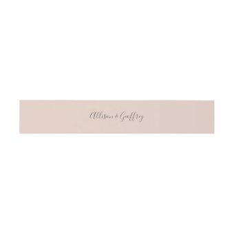 Solid Blush & Gray Calligraphy Script Wedding Invitation Belly Band | Zazzle