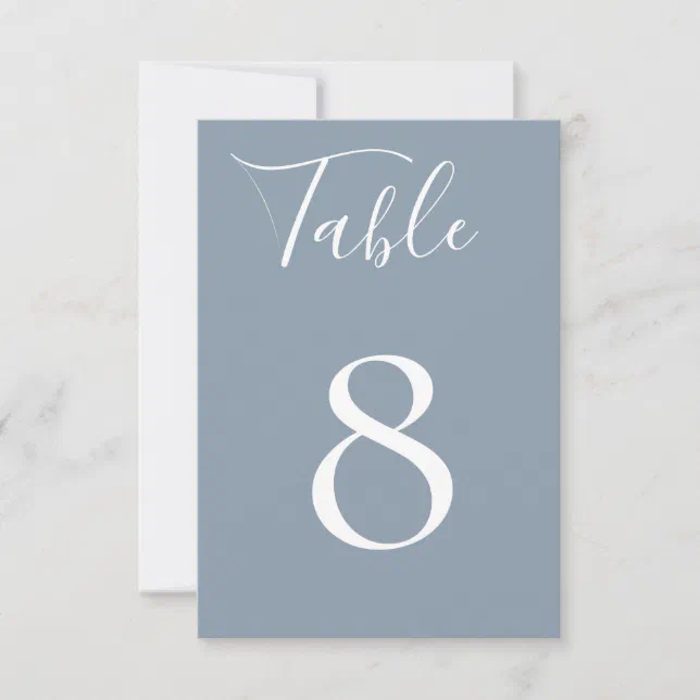 Solid Chic Dusty Blue Table Number Card | Zazzle