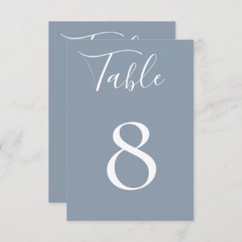 Solid Chic Dusty Blue Table Number Card | Zazzle