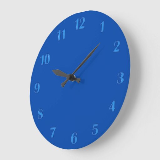 Solid Cobalt Blue with Blue Numbers Wall Clock | Zazzle