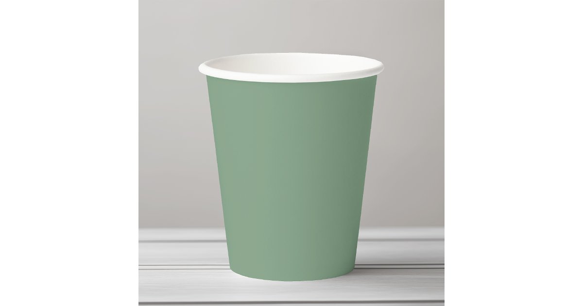 Solid color basil smoke green paper cups | Zazzle