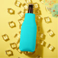 Solid color cyan bottle cooler | Zazzle