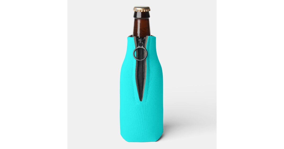 Solid color cyan bottle cooler | Zazzle