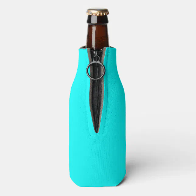 Solid color cyan bottle cooler | Zazzle