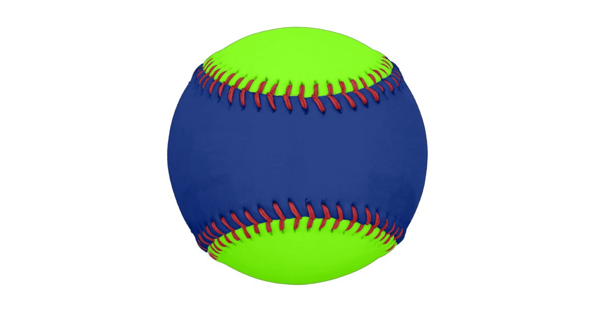 solid color dark blue and neon green baseball | Zazzle