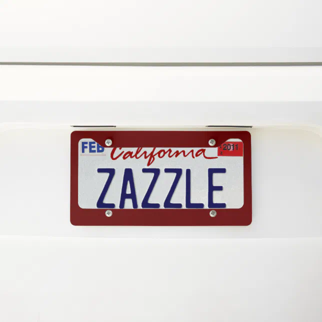 Solid Color Dark Red License Plate Frame | Zazzle