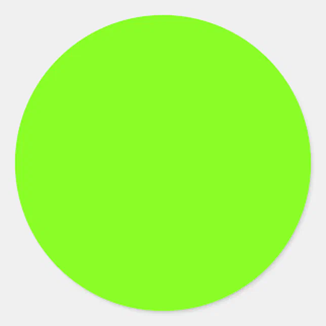 solid color fluorescent green background classic round sticker | Zazzle