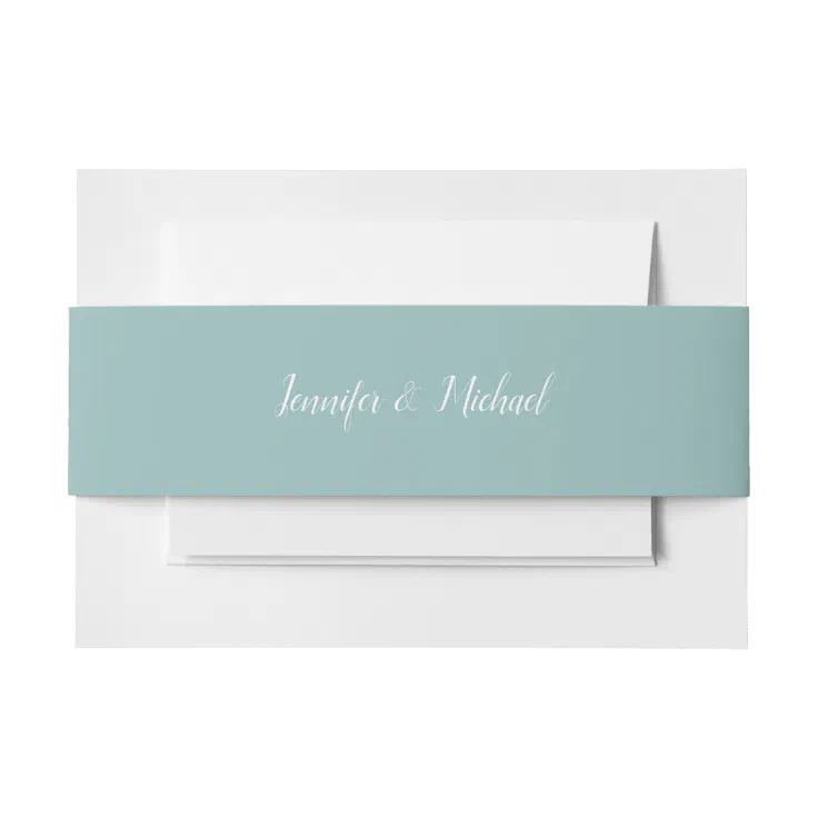 Solid Color Mint Belly Bands Invitation Belly Band | Zazzle
