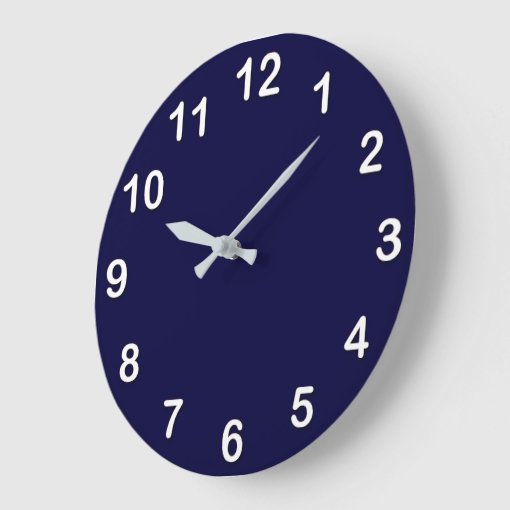 Solid Color: Navy Blue Large Clock | Zazzle