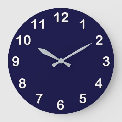 Solid Color: Navy Blue Large Clock | Zazzle