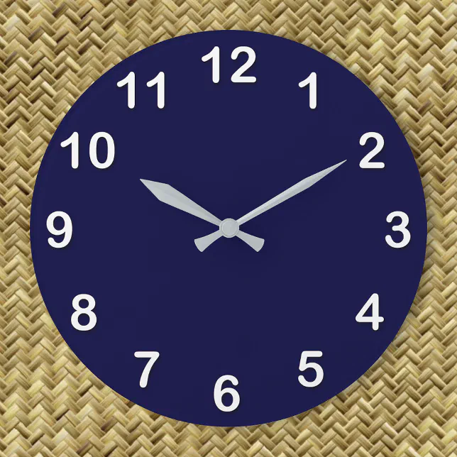 Solid Color: Navy Blue Large Clock | Zazzle
