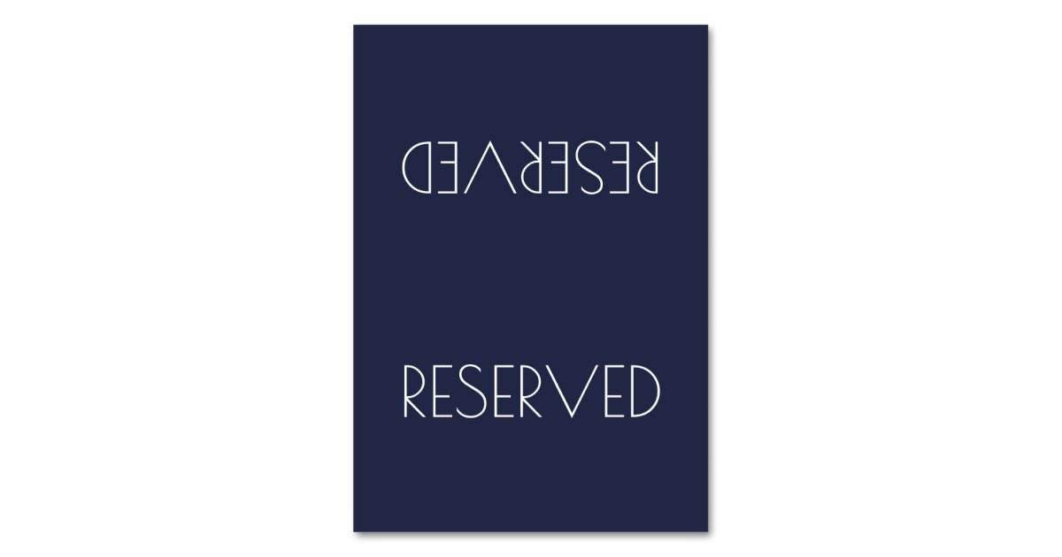 Solid Color Simple Reserved Seating Tented Sign Table Number | Zazzle