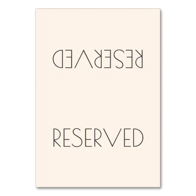 Solid Color Simple Reserved Seating Tented Sign Table Number | Zazzle