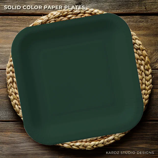 Solid Forest Green Paper Plates for Any Event | Zazzle