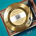 Solid Gold Vinyl Record Monogram Music Wedding Invitation | Zazzle