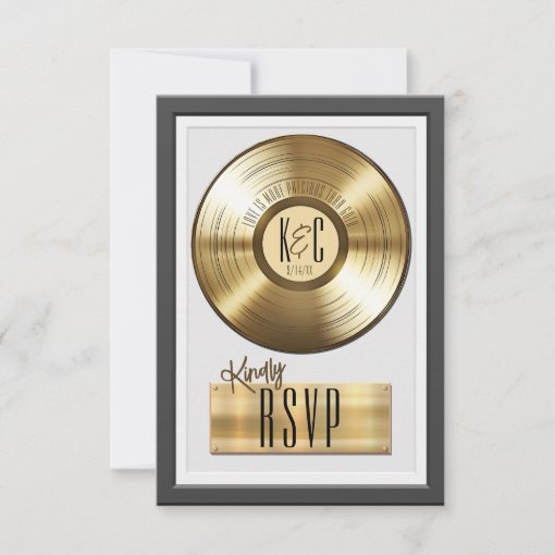 Solid Gold Vinyl Record Plaque Wedding Invite RSVP | Zazzle