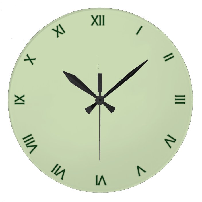 Solid Light Green Roman Numerals Large Clock | Zazzle.com