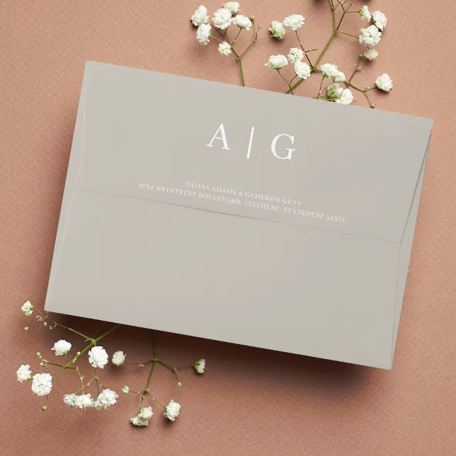 Solid Light Taupe Wedding 5x7 Envelope | Zazzle