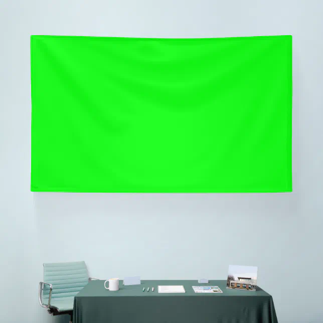 Solid neon green screen chroma key WFH background Banner | Zazzle