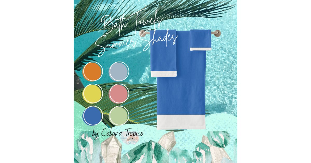 Solid Perewinkle Blue & White Trim Bath Towel Set | Zazzle