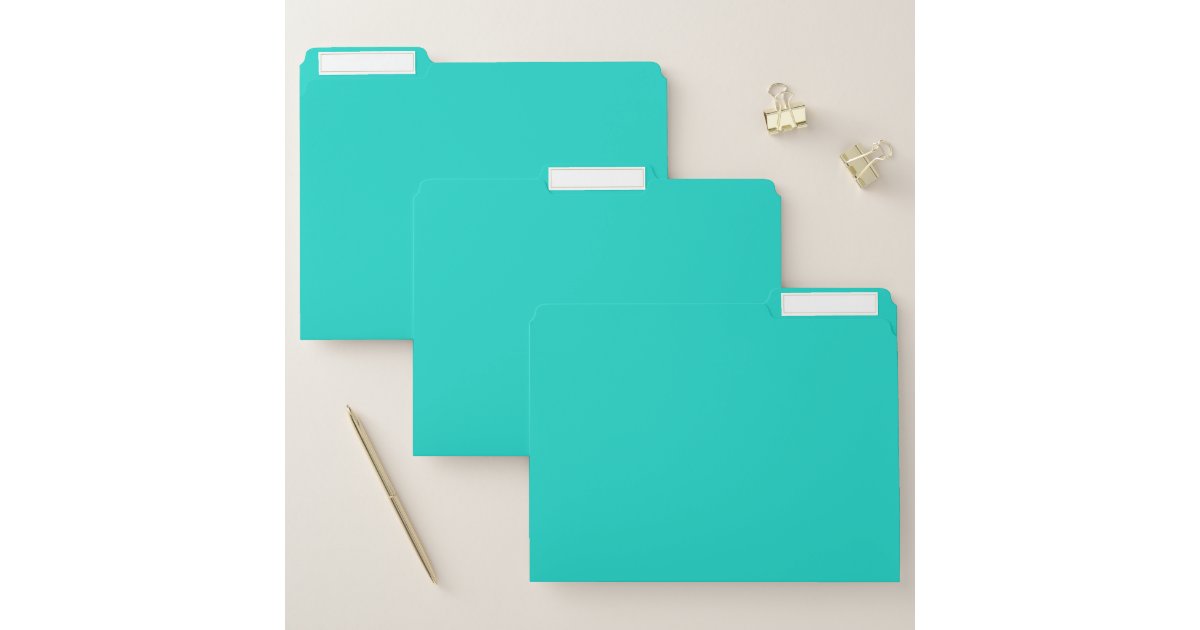 Solid plain bright turquoise file folder | Zazzle