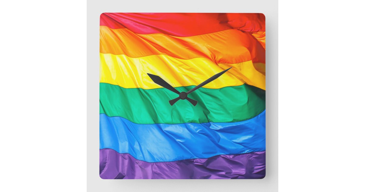 Solid Pride - Gay Pride Flag Closeup Square Wall Clock | Zazzle