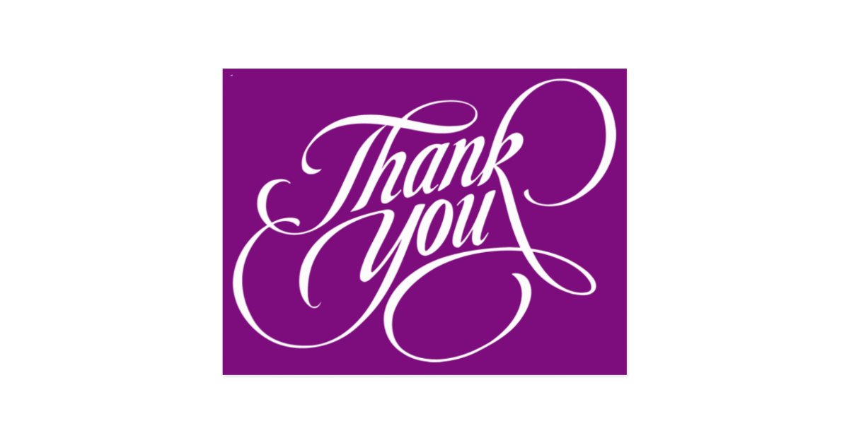 SOLID PURPLE POST CARD BEALEADER THANK YOU | Zazzle.com