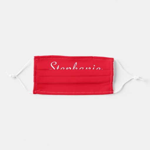 Solid Red Personalized Name Cloth Face Mask | Zazzle