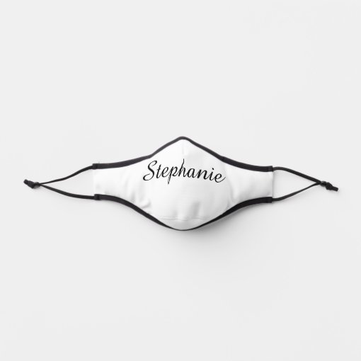 Solid White with Script Name Minimalist Premium Face Mask | Zazzle