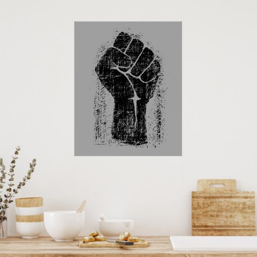 Solidarity Fist in Distressed Style Poster | Zazzle