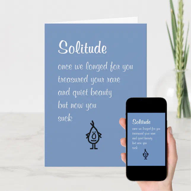 Solitude, A Funny Thinking Of You Poem Card | Zazzle