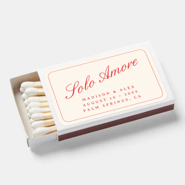 Solo Amore Red Retro Aesthetic Italian Wedding Matchboxes | Zazzle