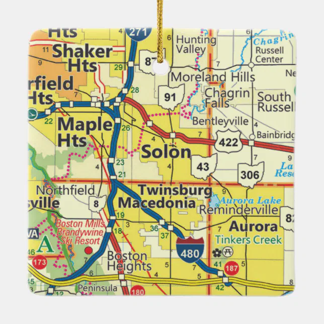 Solon Ohio Road Map Ceramic Ornament | Zazzle