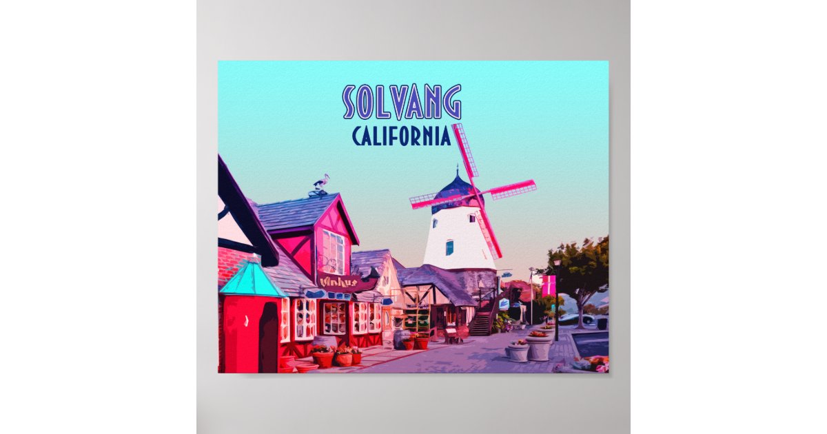 Solvang Danish Downtown California Vintage Poster | Zazzle