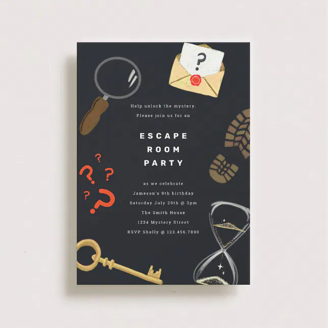 Solve the Mystery Escape Room Party Invitation | Zazzle