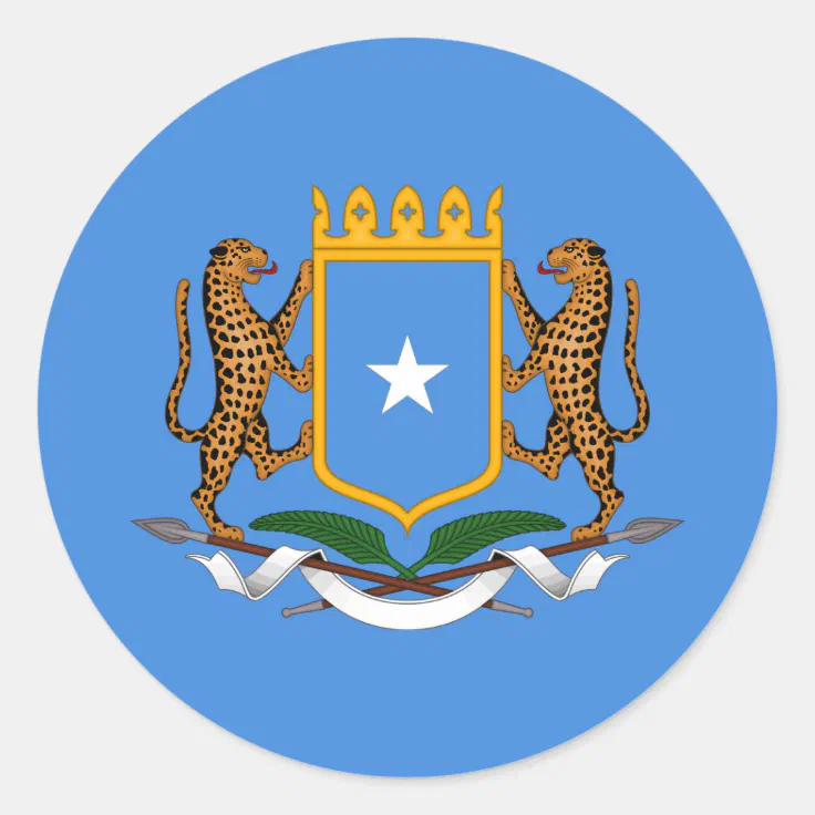 Somali Flag & Coat of Arms, Flag of Somalia Classic Round Sticker | Zazzle