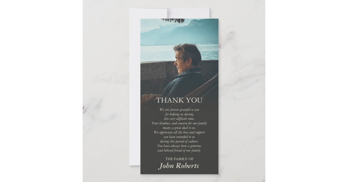 Somber Gradient Photo Memorial Service Thank You | Zazzle