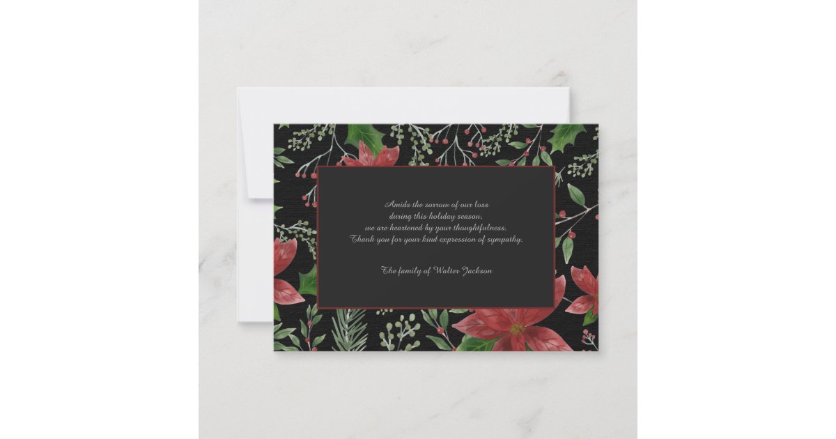 Somber Remembrance Sympathy Thank You Card | Zazzle