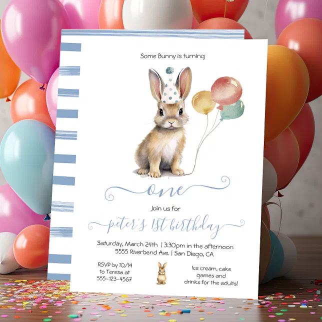 Some Bunny 1st Easter Spring Birthday Party Invitation | Zazzle