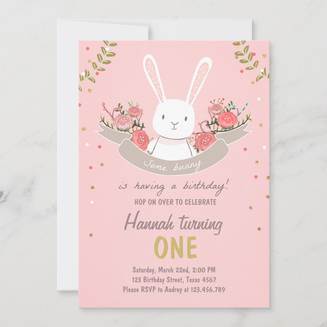 Some Bunny Easter Spring Birthday Invitation | Zazzle