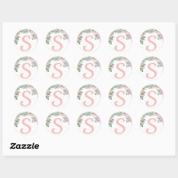 Some Bunny Floral Initial Sticker | Zazzle